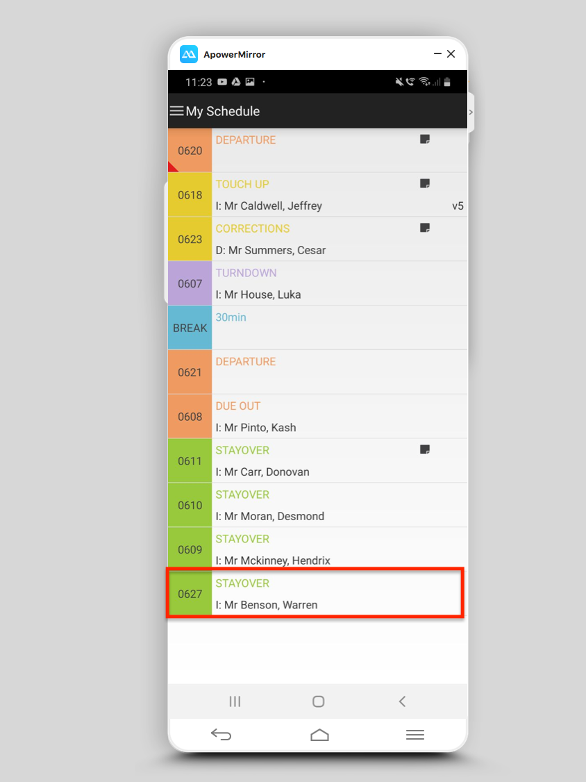 Optii App para Camaristas: Cambio de Sábanas - Tareas Adicionales
