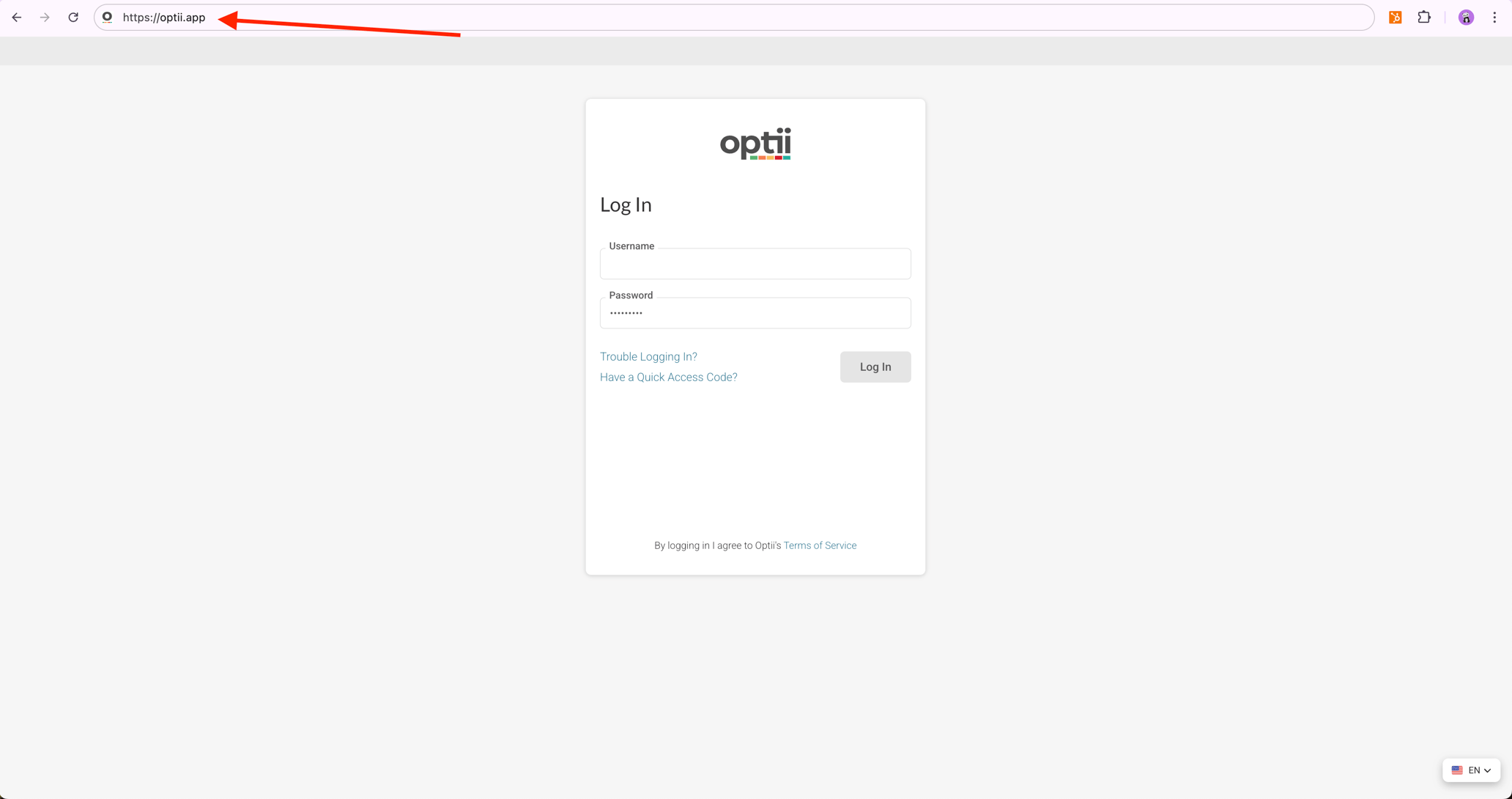 Leccion #1: Iniciar sesión en Optii